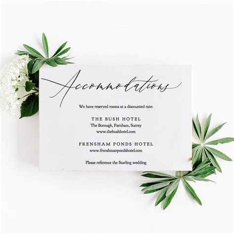 Wedding Hotel Information Card Template Sarseh Com