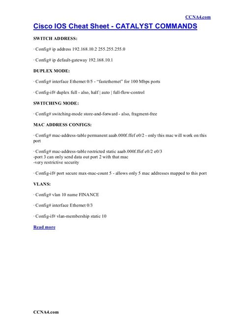 Cisco Ios Cheat Sheet Netboards