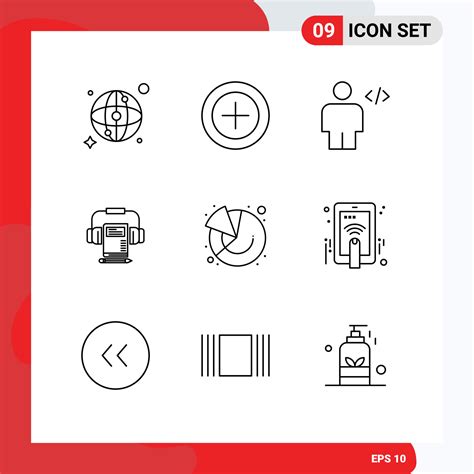 Outline Pack Of 9 Universal Symbols Of Graph Chart Code Book Audio Editable Vector Design