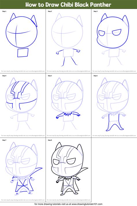 How To Draw Chibi Black Panther Chibi Characters Step By Step