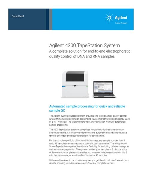 1 Agilent Tape Station Brochure Pdf Dna Sequencing Automation