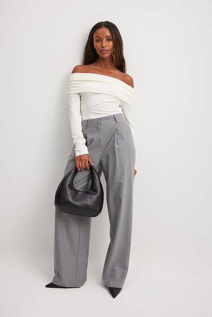 Off Shoulder Jersey Top Offwhite Na Kd
