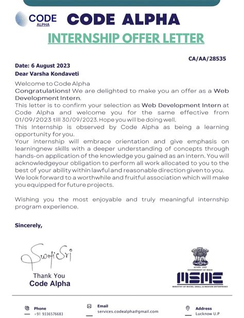 Varshamrutha Kondaveti On Linkedin Internship2023 Internship Codealpha