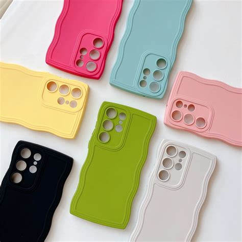Cute Curly Wave Edge Case For Samsung S23 Ultra S22 S21 Plus S20 FE A14