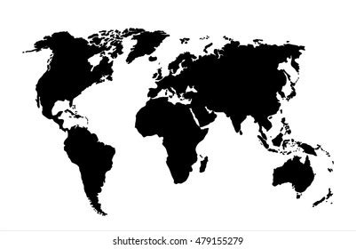 World Map Simple Vector Isolated On เวกเตอรสตอก ปลอดคาลขสทธ