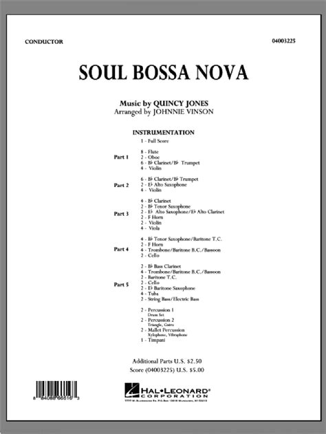 Soul Bossa Nova Arr Johnnie Vinson Sheet Music Complete Collection
