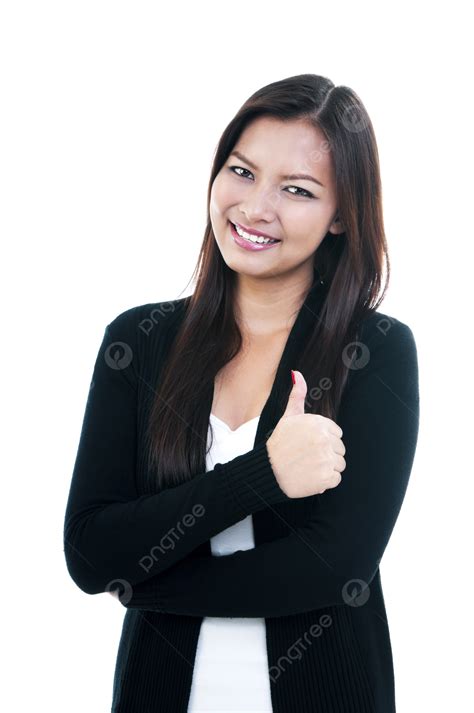 可愛的年輕女子豎起大拇指亞洲快樂的女孩 照片背景圖桌布圖片免費下載 Pngtree