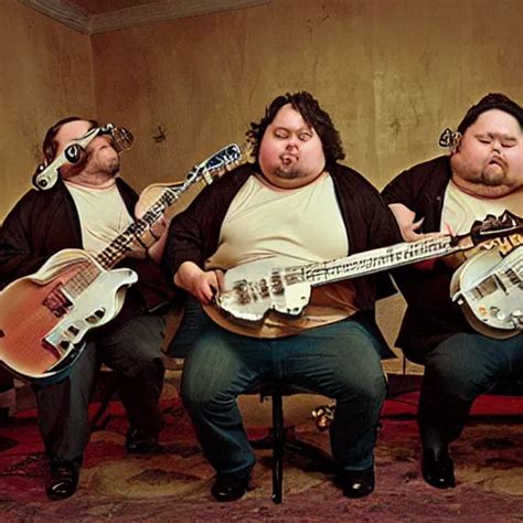 3 fat obese small frogs playing instruments in a band, | Stable Diffusion | OpenArt