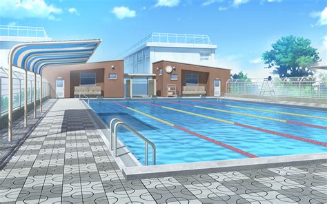 背景フリー素材 学校プール きまぐれアフター背景素材置き場