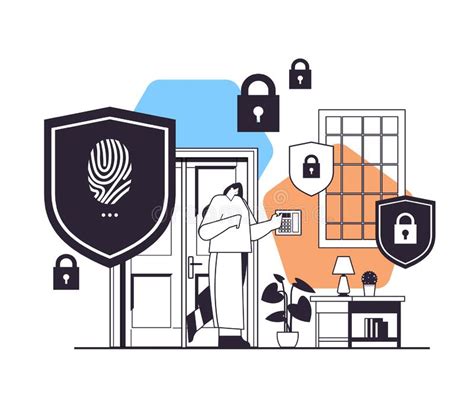 Woman Touching Fingerprint Scanner Girl Controlling Smart Home Devices With Biometric Scanning