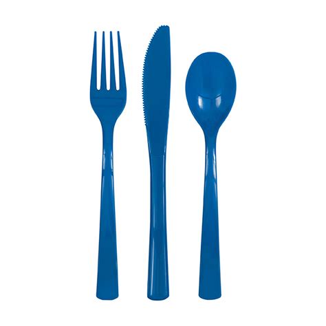 321 Party Royal Blue Assorted Plastic Silverware Set 24 Pc Hamilton Place