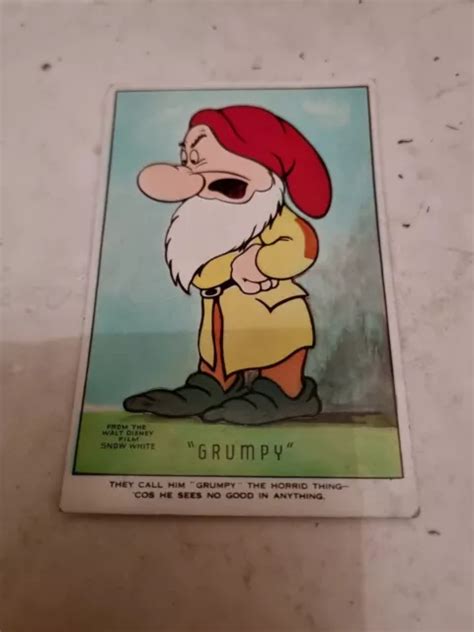 Postcard Walt Disneys Snow White And Seven Dwarfs Grumpy Vintage