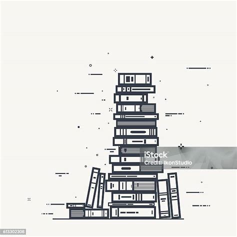 책 더미 라인 아트 더미에 대한 스톡 벡터 아트 및 기타 이미지 더미 책 도서관 Istock