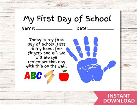First Day Of School Handprint Craft Back To School Poem Handprint Art