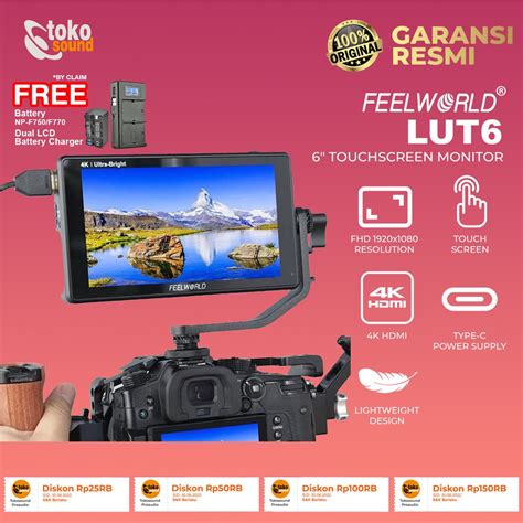 Jual FEELWORLD LUT 6 6 Inch Field Monitor 4K HDMI TouchScreen Shopee