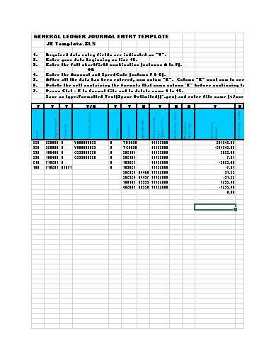 General Journal Excel Template Collection