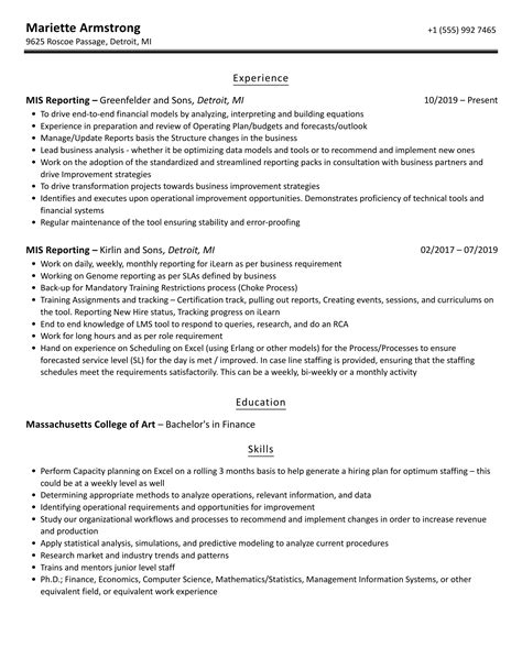 Mis Reporting Resume Samples Velvet Jobs