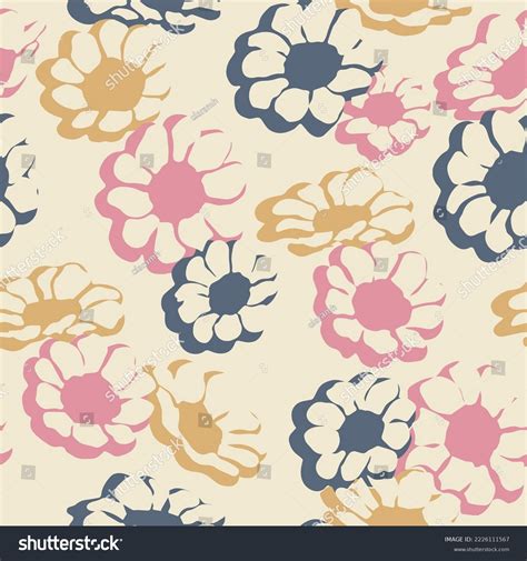 Vector Flower Illustration Seamless Repeat Pattern Stock Vector