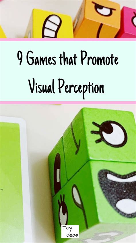 The Words 9 Games That Promote Visual Perception Are In Front Of Colorful Blocks