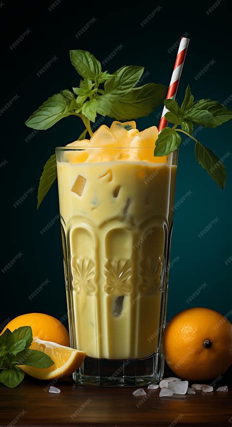 Premium Photo Design Of Mango Lassi Drink Poster With Ripe Mango And