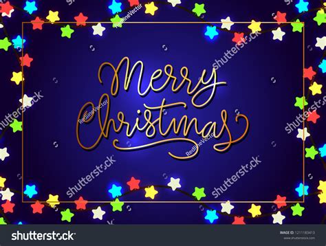 Merry Christmas Poster Design Star Shaped Stock Vector Royalty Free