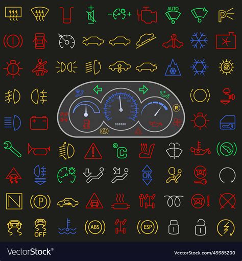 Car Dashboard Interface Icons Royalty Free Vector Image
