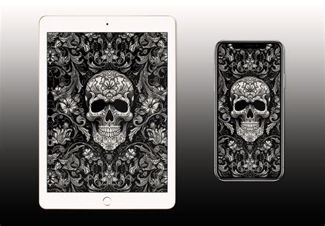 Skull Seamless Demask Pattern Seamless Skull Skull Digital Etsy