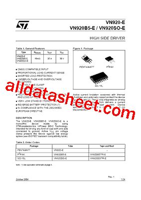 VN920-E Datasheet(PDF) - STMicroelectronics