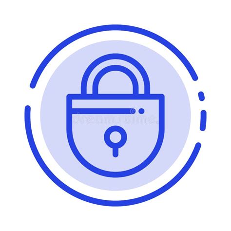 Internet Lock Locked Security Blue Dotted Line Line Icon Stock