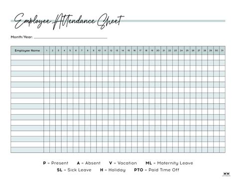 Free Printable 2025 Employee Attendance Calendar Calendars 2025
