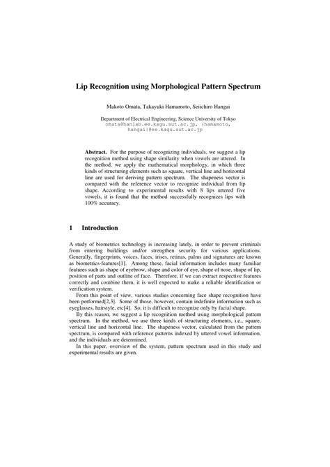 Pdf Lip Recognition Using Morphological Pattern Spectrum