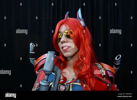 Cosplayer Abigail Poses For A Photo Dressed As Causeway From Transformers For New York Comic Con
