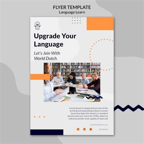 Free Psd Dutch Language Learning Classes Vertical Flyer Template With