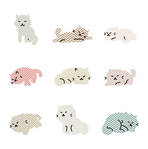 Premium Vector Colorful Cartoon Cats Set Simple Modern Geometric