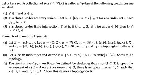 Solved Let X Be A Set A Collection Of Sets τ⊆px Is Called