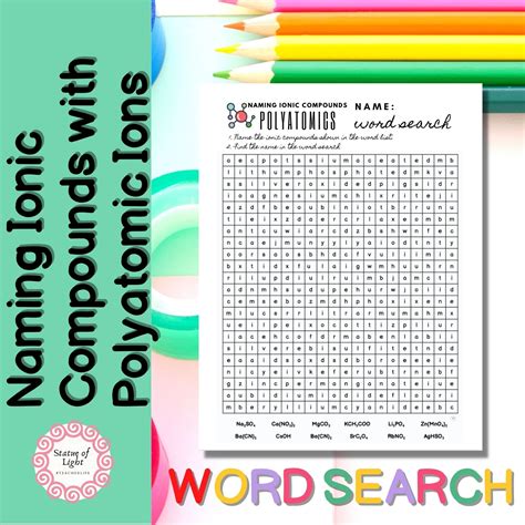 Printable Word Search Bundle Naming Ionic Compounds Naming Covalent Compounds Practice Etsy