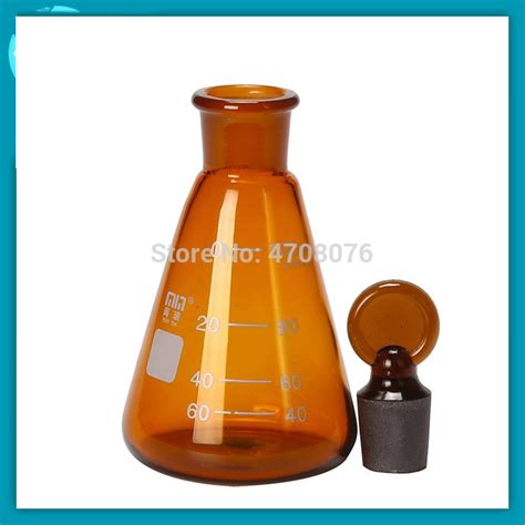 Brown Glass Graduated Conical Flask With Stopper B Grandado
