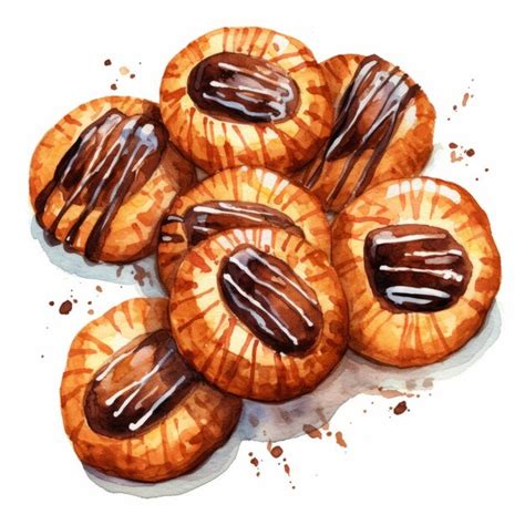 Premium Ai Image Watercolor Illustration Of Chocolate Glazed Donut