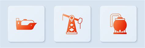 오일 펌프 또는 펌프 잭 유조선 선박 및 저장을 설정합니다 흰색 정사각형 버튼 벡터 가솔린에 대한 스톡 벡터 아트 및 기타 이미지 가솔린 기체 물리 구조 엔진 오일