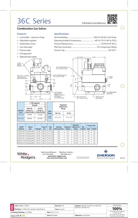 White Rodgers Gas Valve Cross Reference Chart Pe