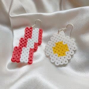 Cute Bacon And Egg Perler Bead Earrings Etsy