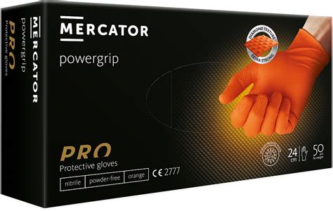 Нитриловые Перчатки Cупер Прочные M (7-8) Оранжевые Powergrip Mercator ...