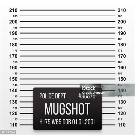 경찰 얼굴 샷 또는 Mugshot 벡터 센티미터 라인업 배경 지명수배자 사진에 대한 스톡 벡터 아트 및 기타 이미지 지명