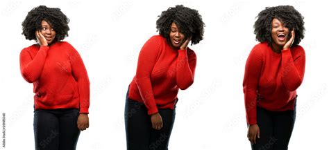 Young Beautiful African Plus Size Model So Happy And Confident Showing
