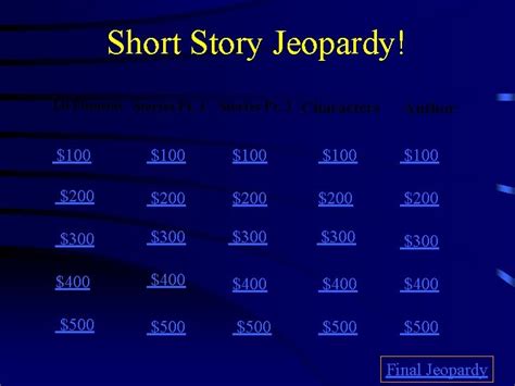 Short Story Jeopardy Lit Elements Stories Pt