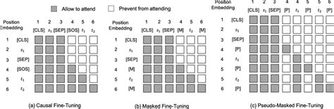 Self Attention Masks For Different Fine Tuning Methods Tokens In The