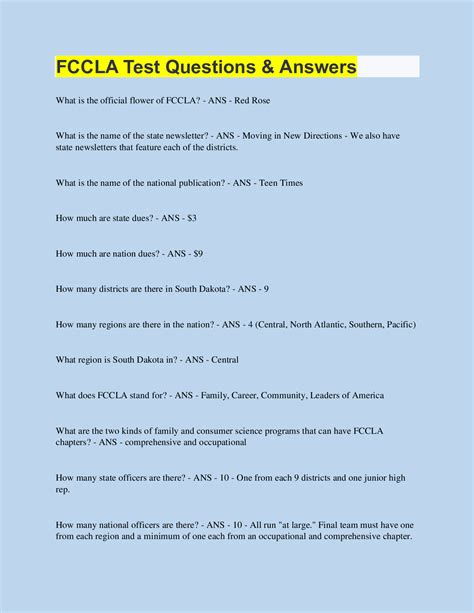 Fccla Test Questions And Answers Scholarfriends