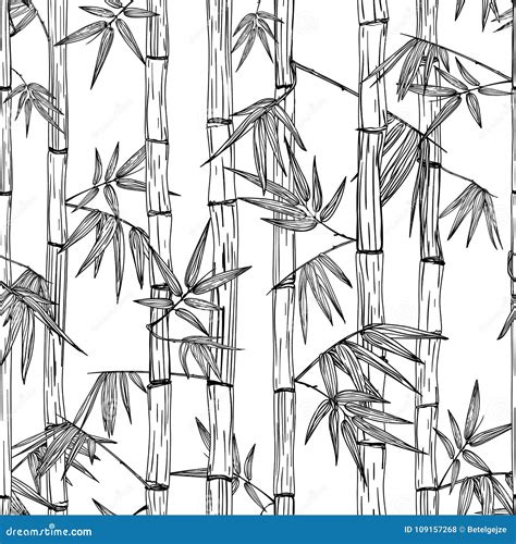Vector Seamless Bamboo Forest Pattern Design For Textile Print Asian