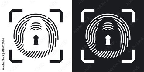 Vector Fingerprint Scanner Locked Icon Two Tone Version Of Fingerprint Scanner Locked Simple