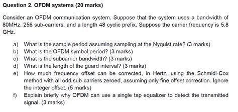 Solved Question 2 ﻿ofdm Systems 20 ﻿marksconsider An Ofdm